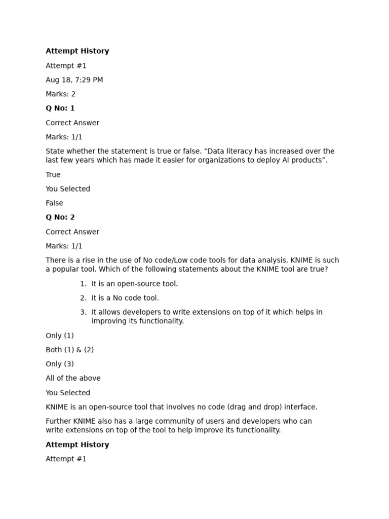 Data Visualization KNIME-Test Your Understanding | PDF