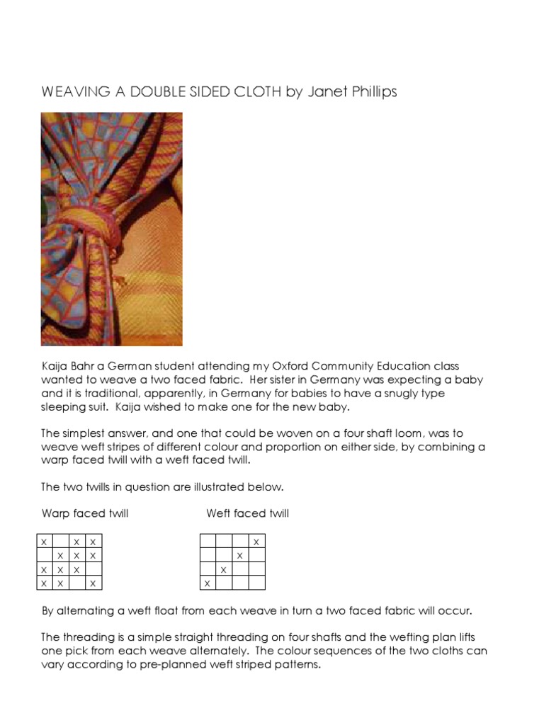 Weaving a Double Sided Cloth with Different Patterns on Each Side | PDF ...