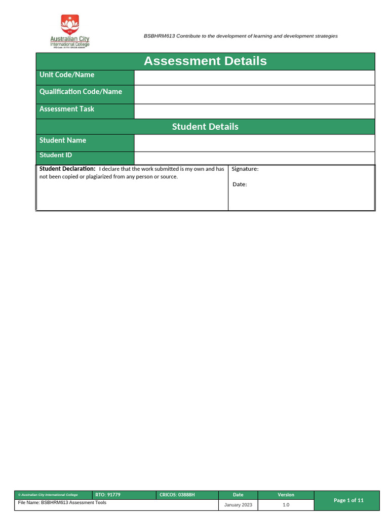 BSBHRM613 Student Assessment Tasks 1 | PDF