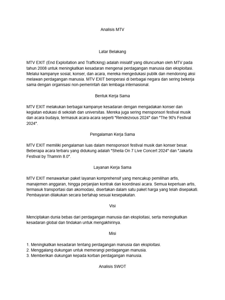 Analisis MTV | PDF