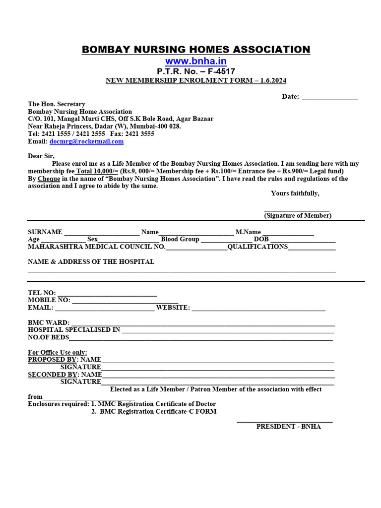 BNHA-Membership Form | PDF