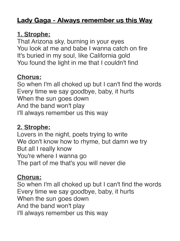 Always Remember Us LYR | PDF