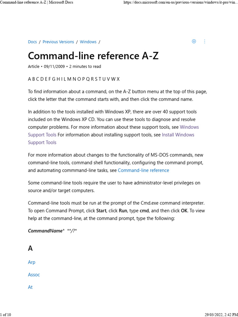 Command-Line Reference A-Z Microsoft Docs | PDF