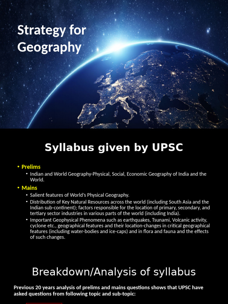 Strategy For Geography UPSC (GS-1) | PDF | Geography | Physical Geography