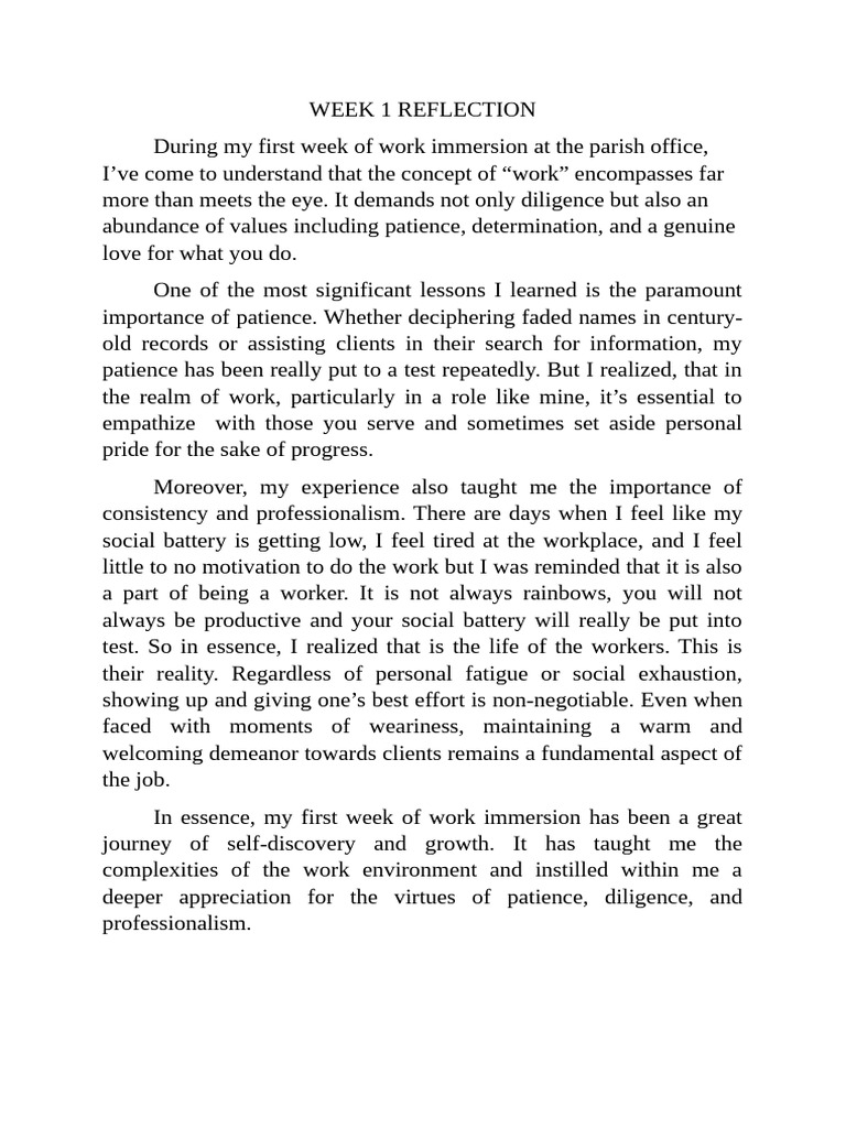 Week 1 Reflection | PDF