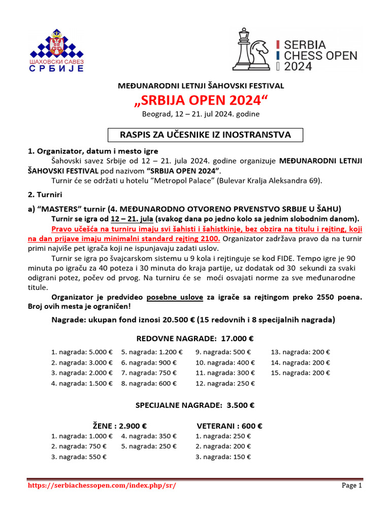Srbija Open 2024 - Stranci | PDF