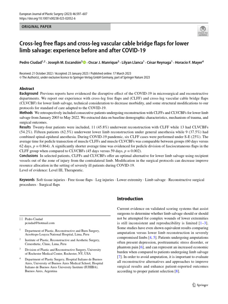 Cross Leg Flaps For Compound Fracture Tibia | PDF | Surgery | Plastic ...