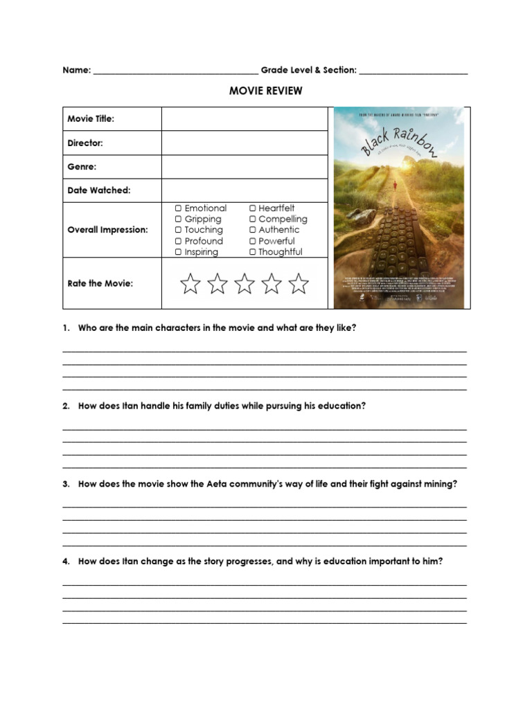 Movie Review Template | PDF