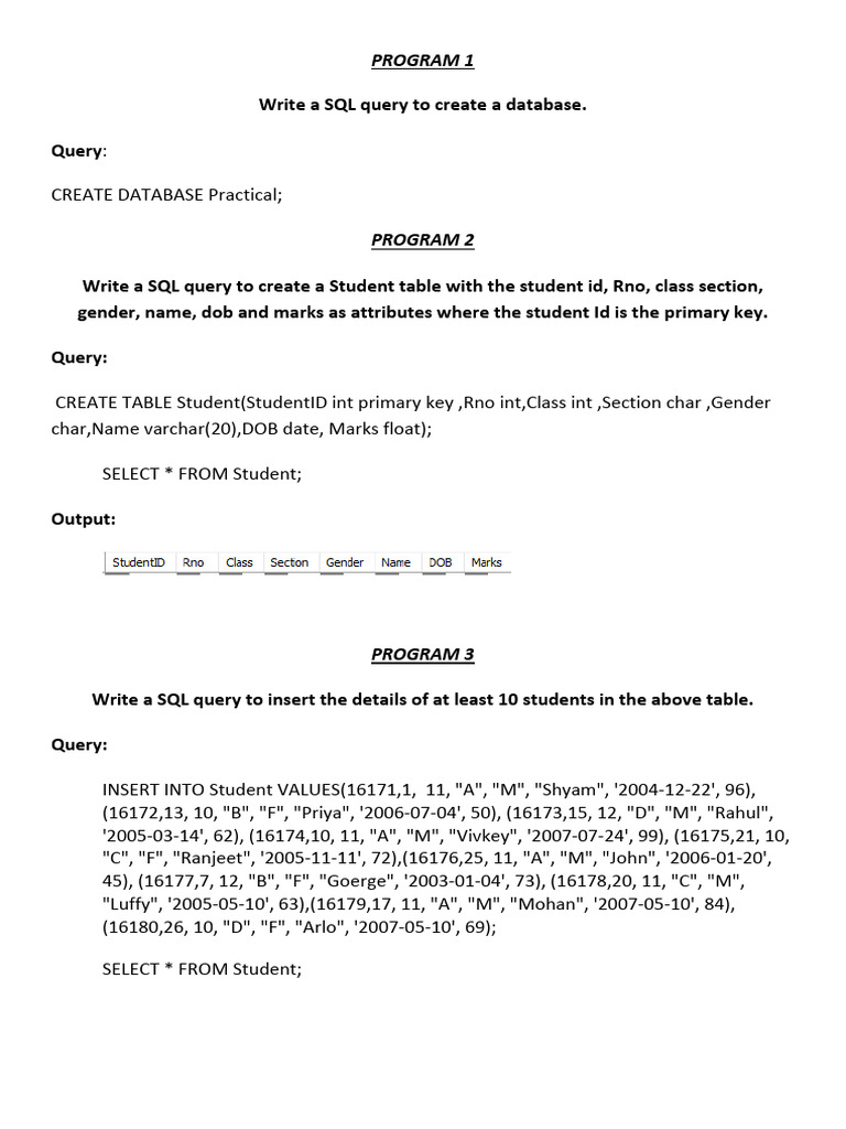 Term 2 Practical File SQL | PDF | Sql | Computers
