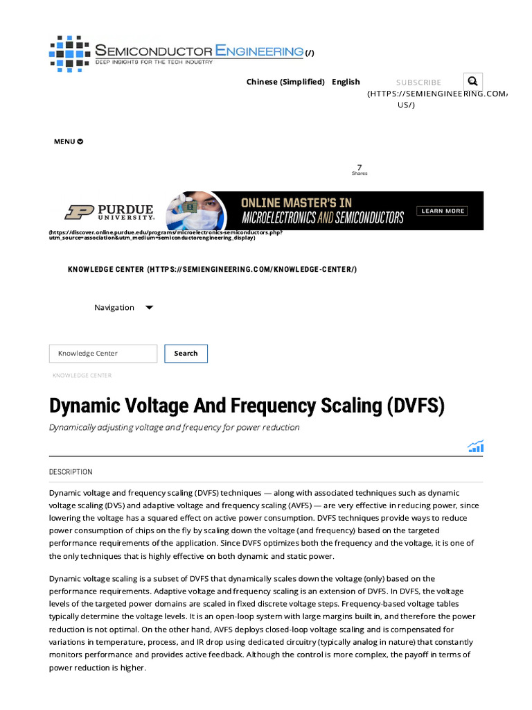 Dynamic Voltage and Frequency Scaling (DVFS) - Semiconductor Engineering | PDF