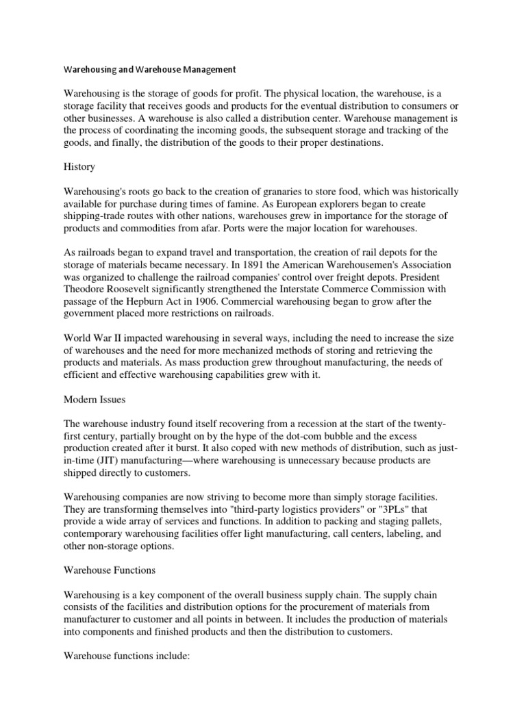 Warehousing and Warehouse Management | PDF | Warehouse | Supply Chain