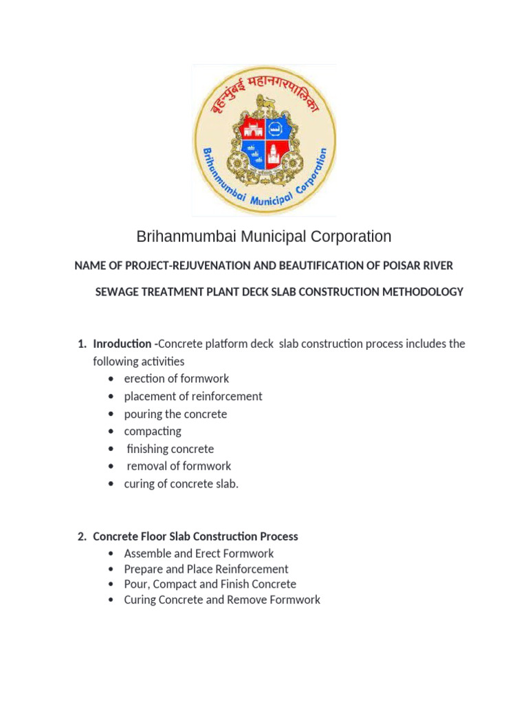 Deck Slab Construction Methodology | PDF