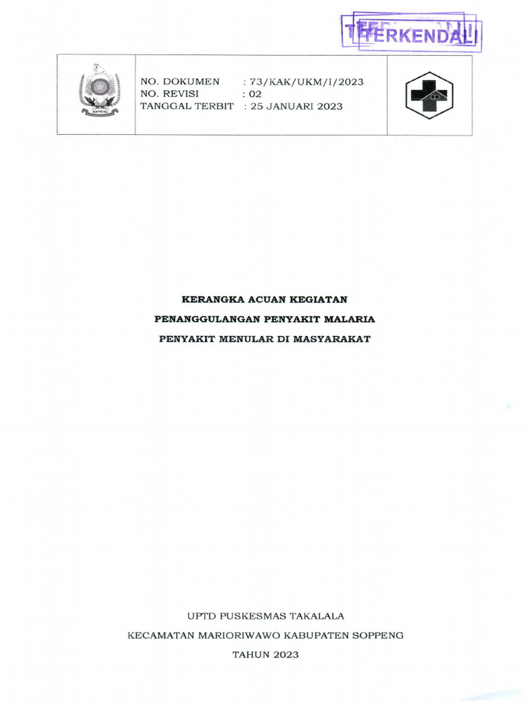 2.1.3.c KAK Sesuai Dengan Kegiatan Di Dalam RPK Pelayanan UKM | PDF