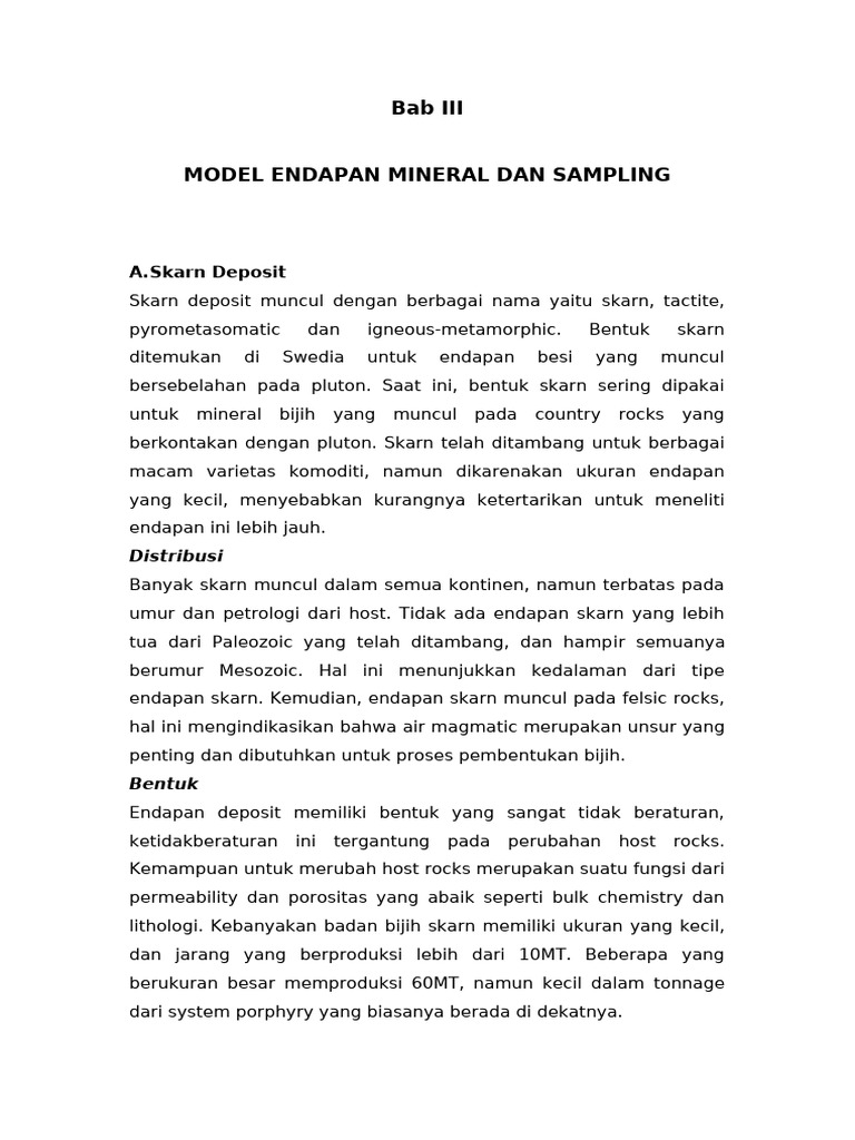 Bab III Model Endapan Mineral | PDF