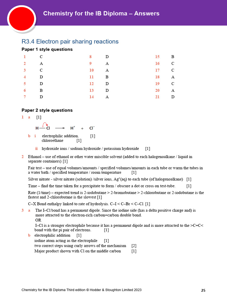 R3.4 Electron Pair Sharing Reactions Answers 1 | PDF