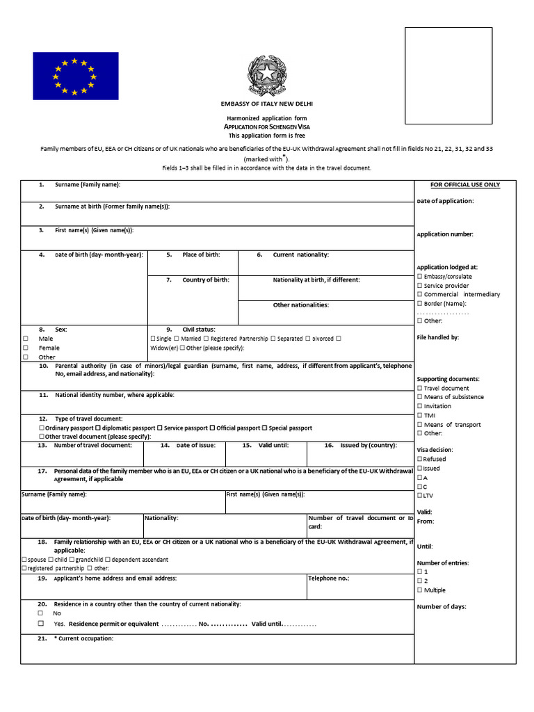 Visa Application Form New 2024 | PDF