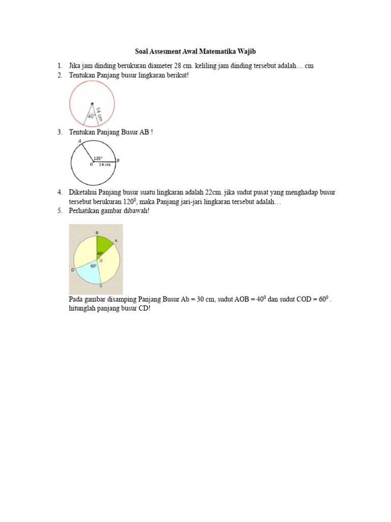 Soal Assesment Awal Matematika Wajib Kelas 12 Sma | PDF