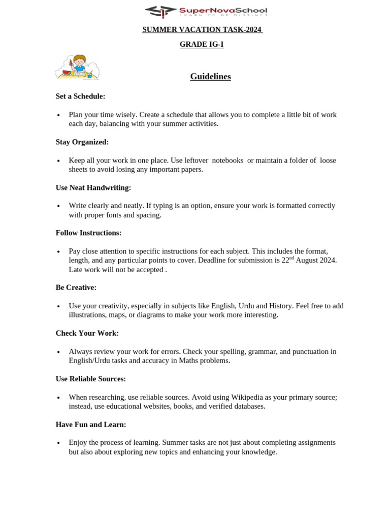 Summer Task Grade VII | PDF