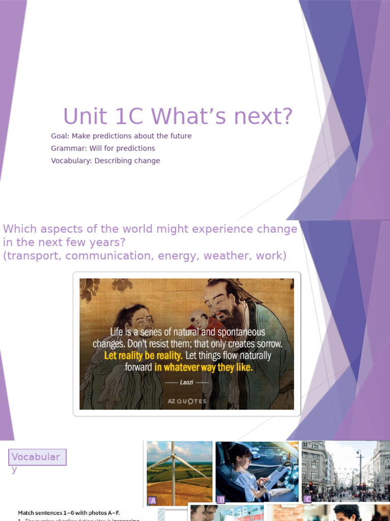 Roadmap B1 Unit 1C What's Next Presentation For The Lesson | PDF