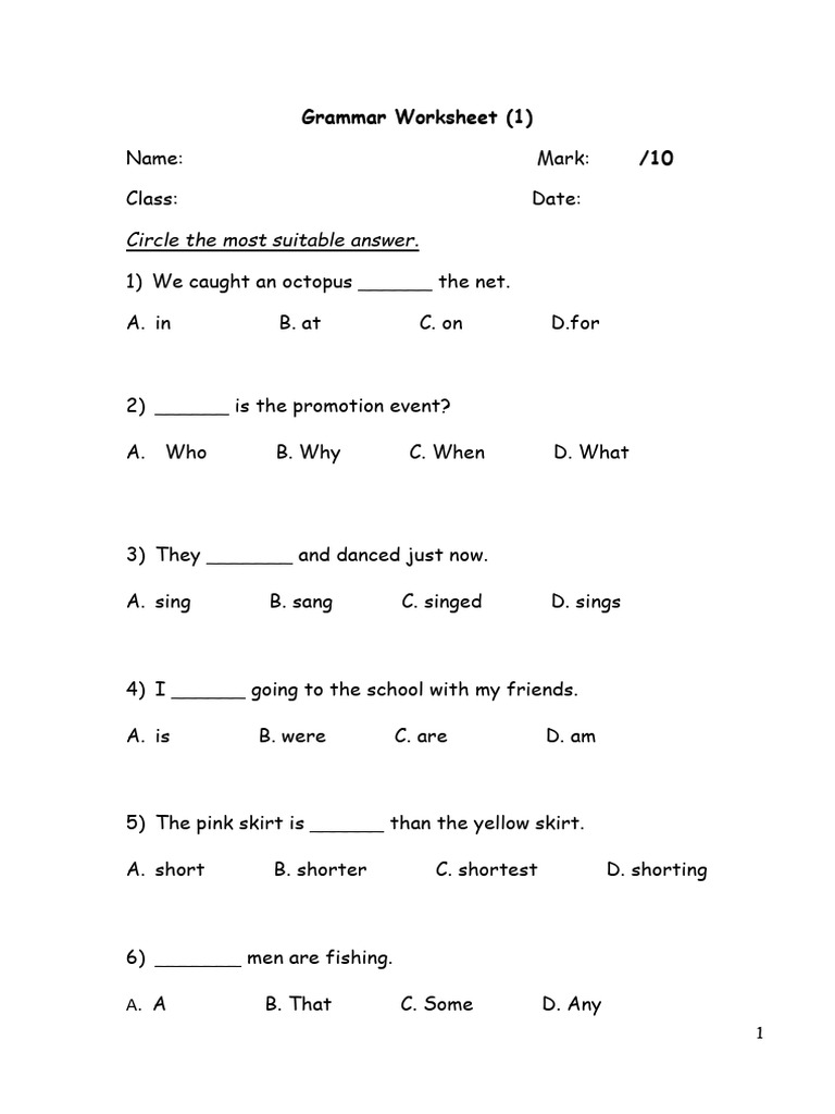 100 Questions Grammar Worksheet | PDF