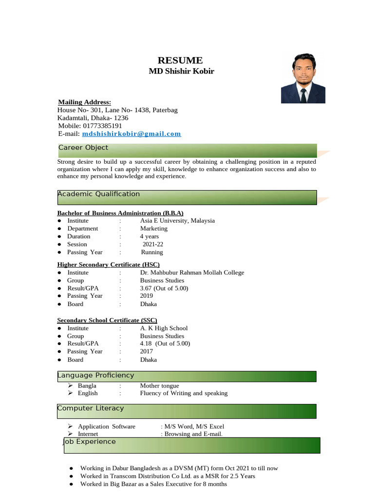 CV Format | PDF