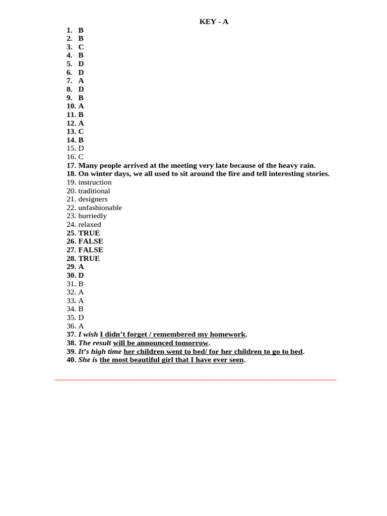 ANH 9 ĐỀ A - KEY | PDF