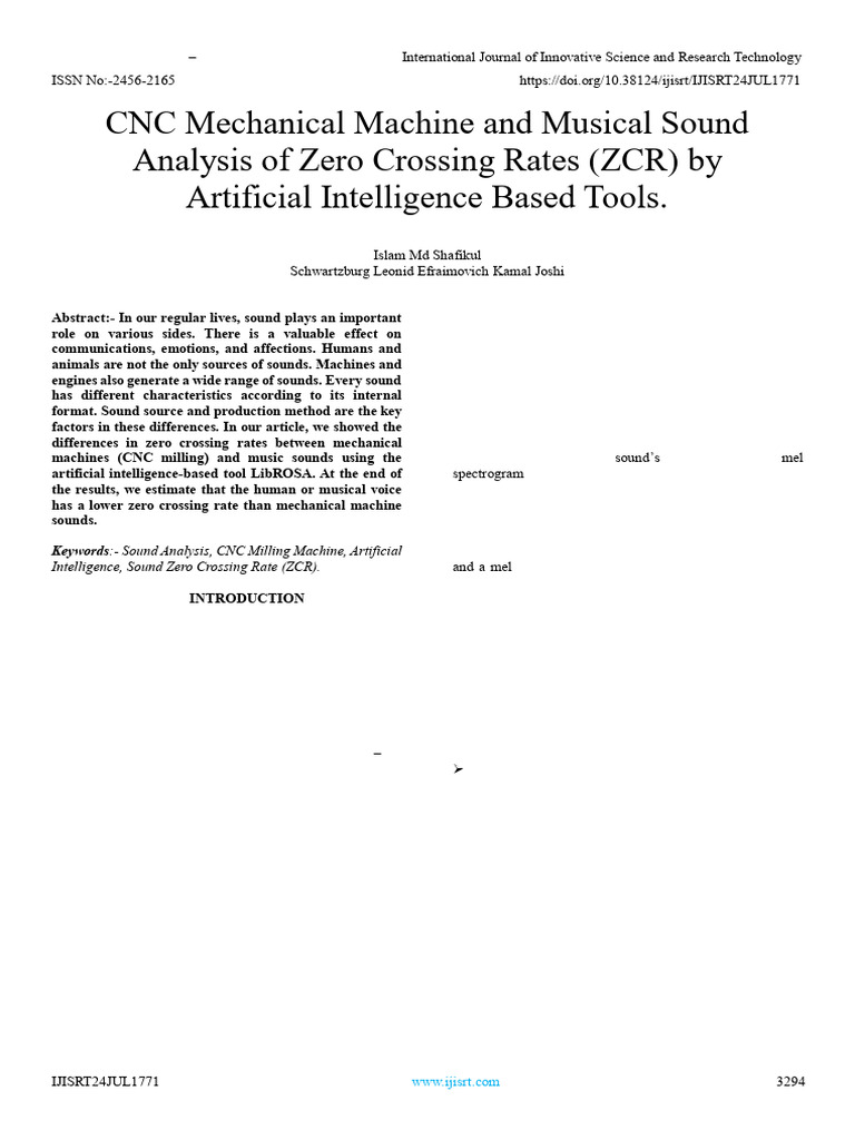 CNC Mechanical Machine and Musical Sound Analysis of Zero Crossing ...