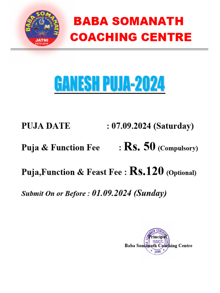 Ganesh Puja Notice | PDF