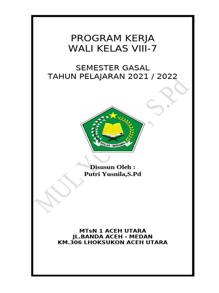 Program Kerja Wali Kelas | PDF