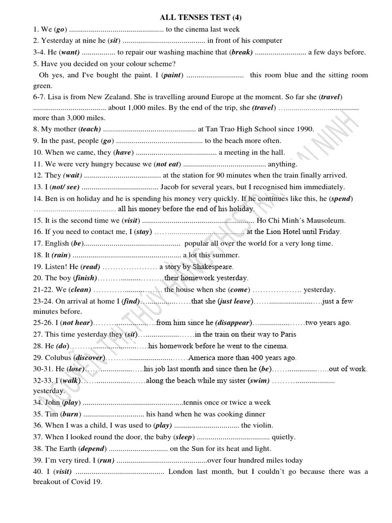 All Tenses Test | PDF