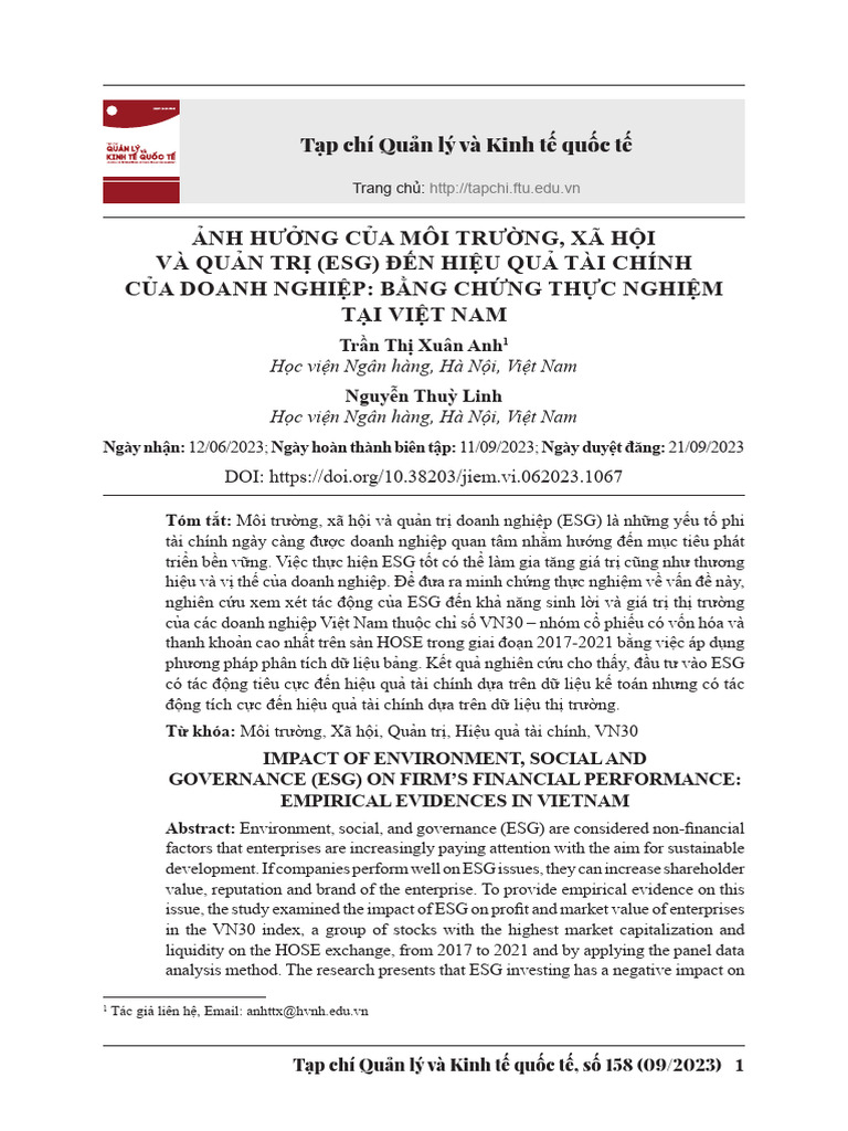 ESG Va HQTC - Nguyen Thi Quynh Nhu | PDF