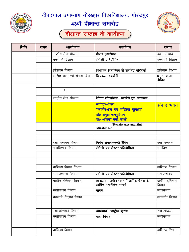 NOTICEFILE Weekly Programme Final 43rd Convocation 1 | PDF