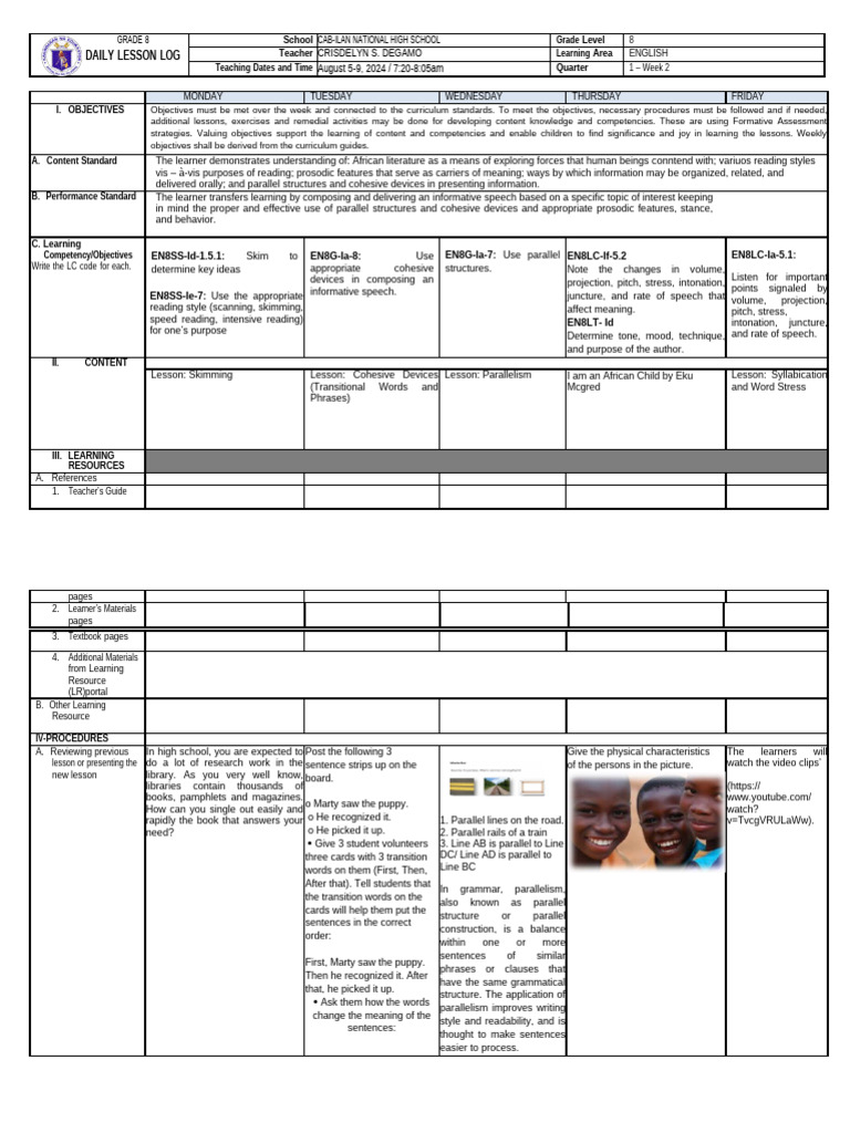 English 8 Q1-W2 | PDF