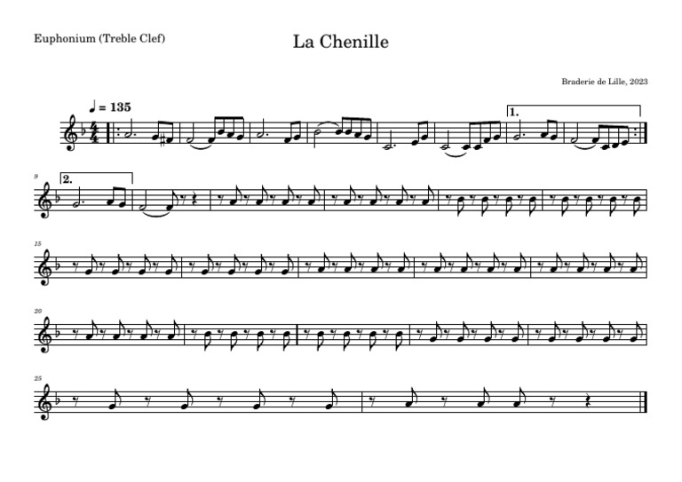 La Chenille Euphonium - (Treble - Clef) | PDF
