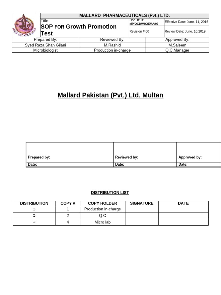 003-SOP FOR Growth Promotion Test | PDF