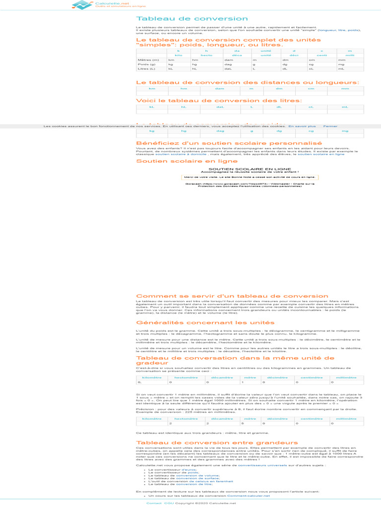 Tableau de Conversion | PDF
