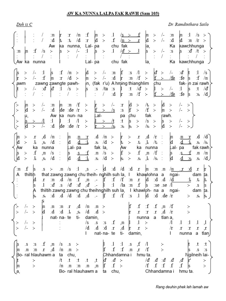 Aw Ka Nunna Lalpa Chu Fak Rawh | PDF
