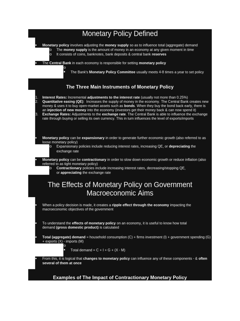 Monetary Policy Defined | PDF