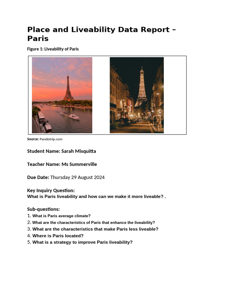 2024 ARRWPlace and Liveability Data Report Template | PDF