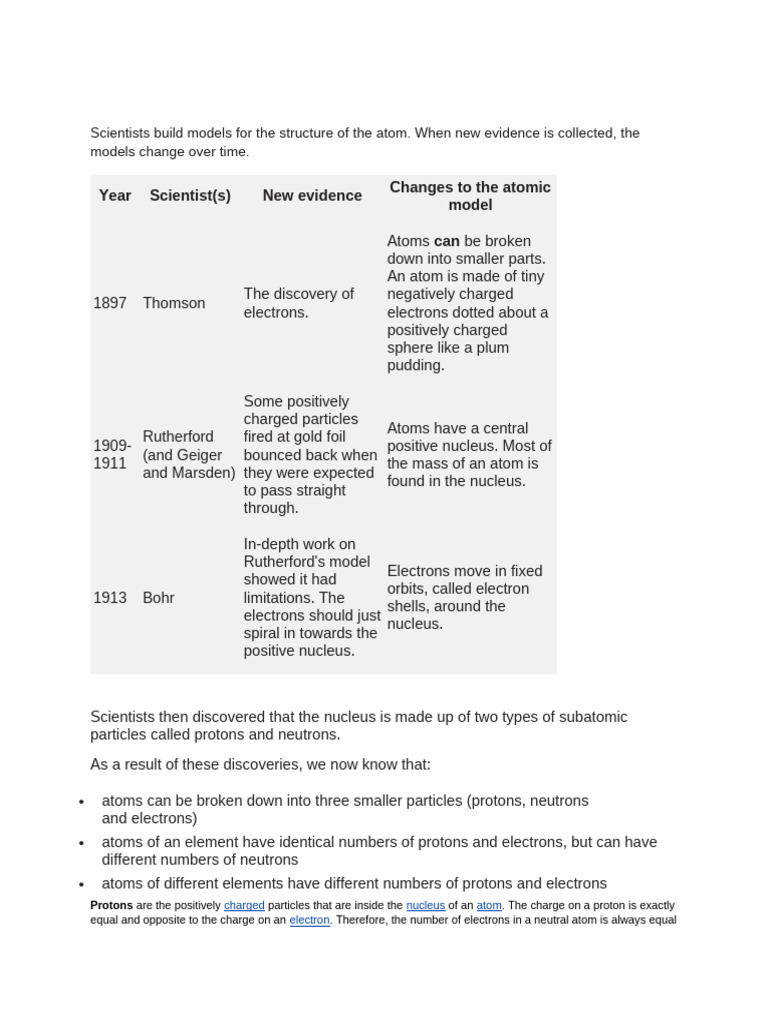 Scientists Build Models For The Structure of The Atom | PDF