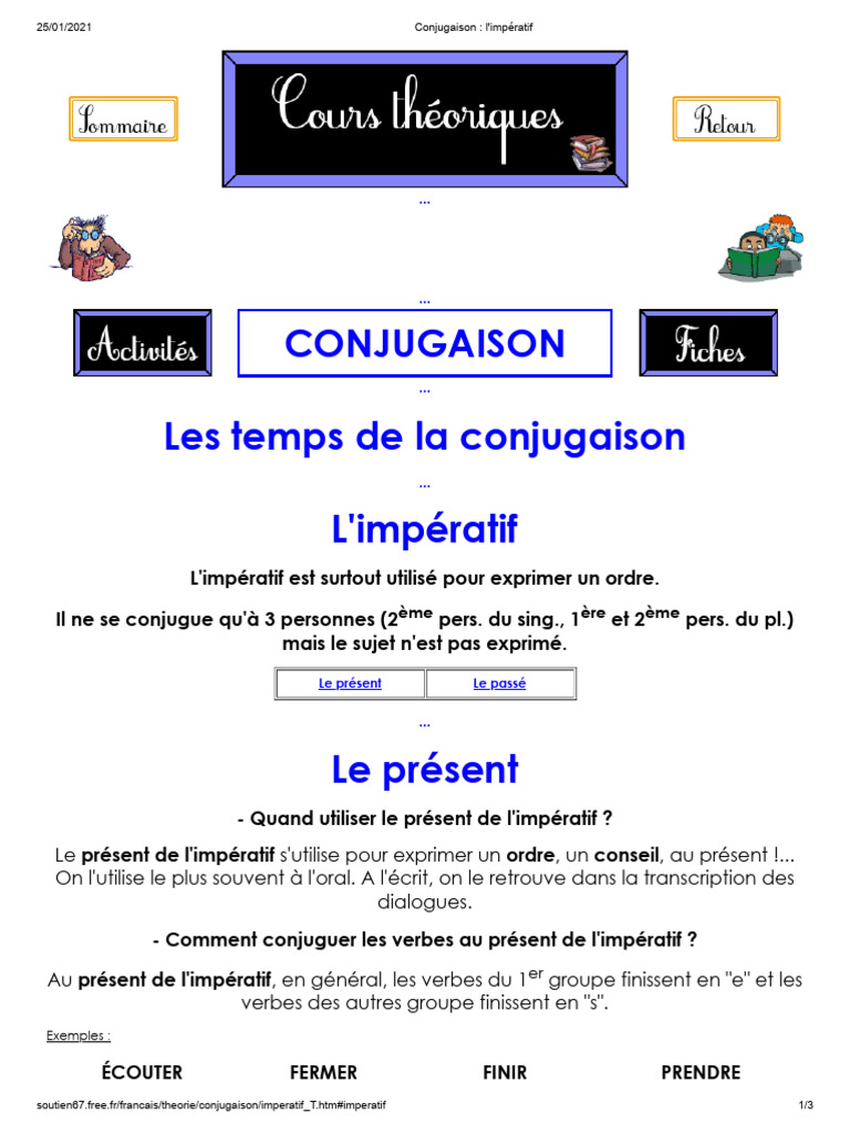 Conjugaison - L'impératif | PDF