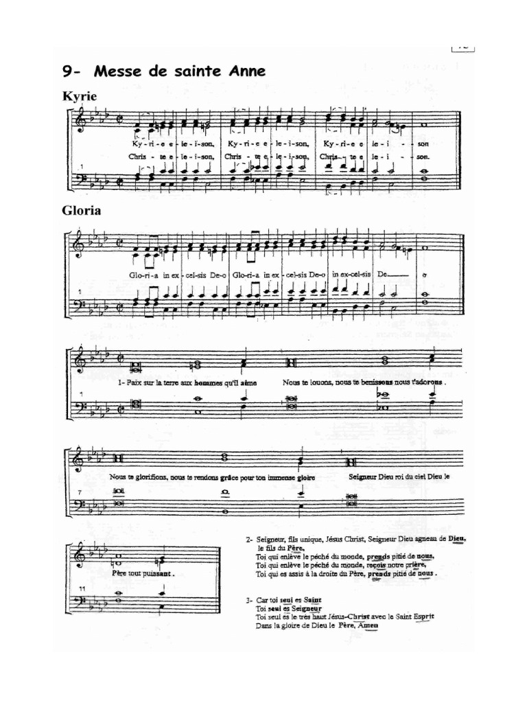 Messe de Sainte Anne Kyrie Et Gloria | PDF