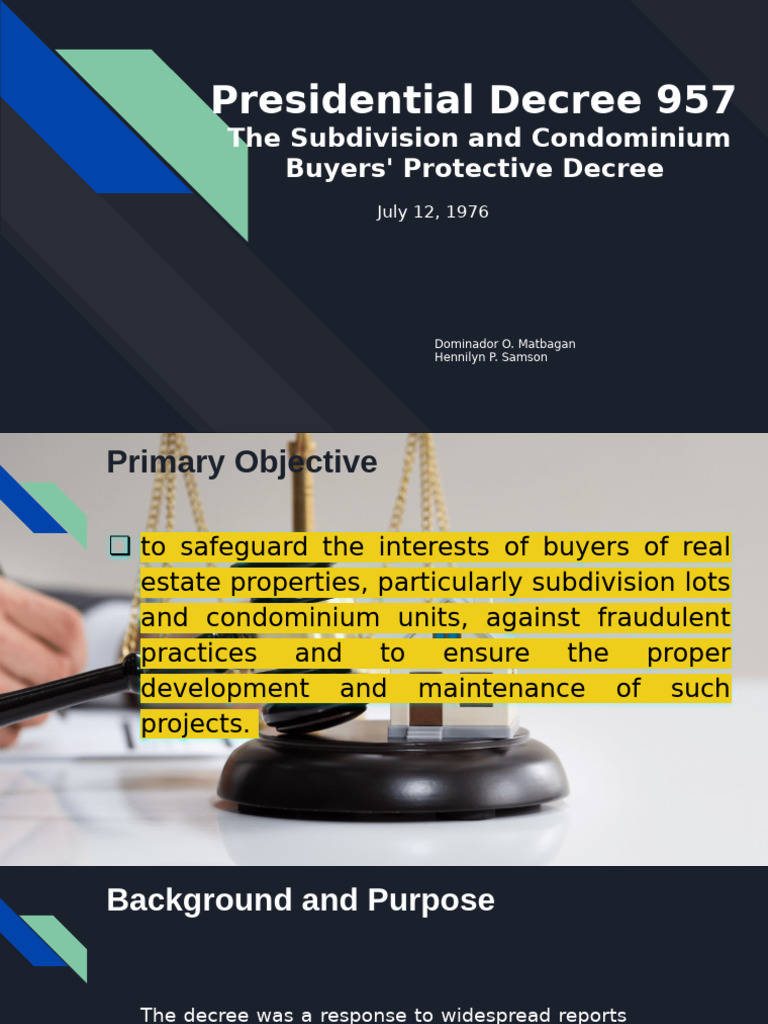 PD 957 Presentation - 2 | PDF | Condominium | Business
