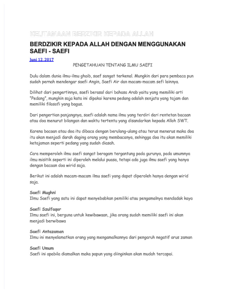 Berdzikir Kepada Allah | PDF