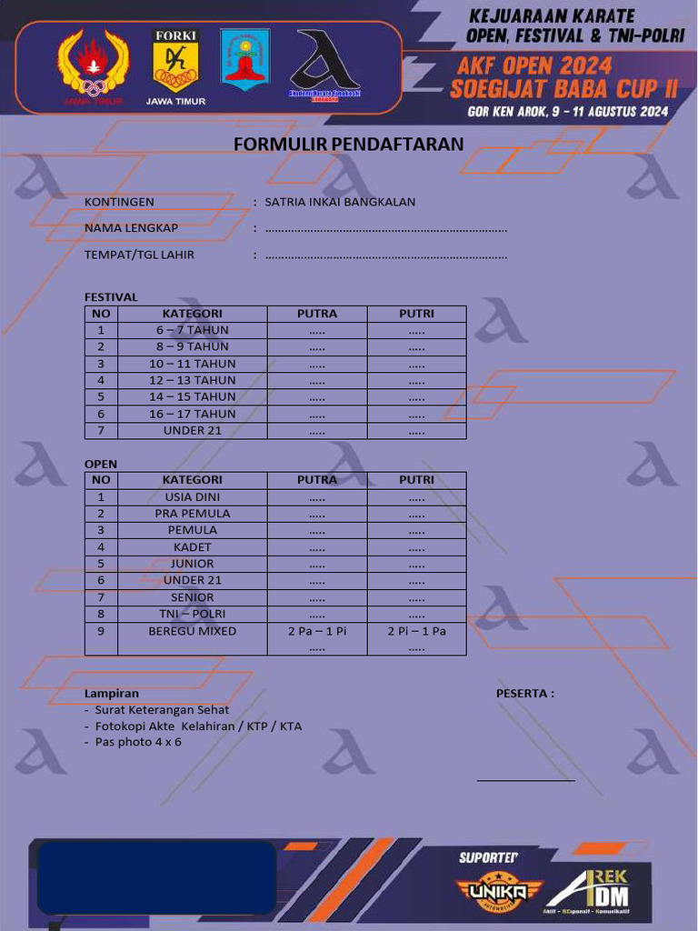 FORMULIR PENDAFTARAN AKF MALANG | PDF