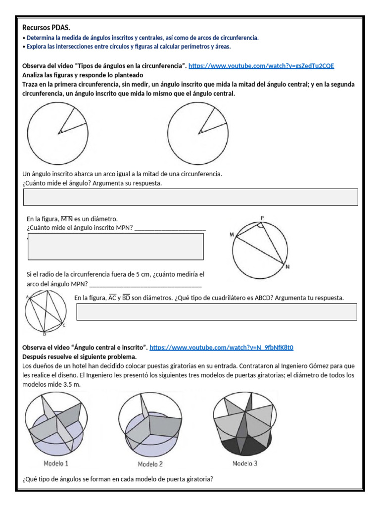 Cuadernillo SECUNDARIA CIRCUNFERENCIA CIRCULO ESFERA | PDF | Triángulo ...