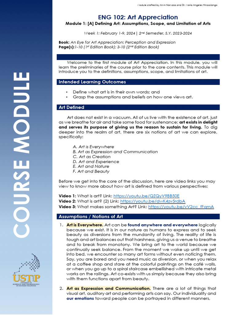 Art App Module 1 A Defining Arts Assumptions Scope and Limitation | PDF