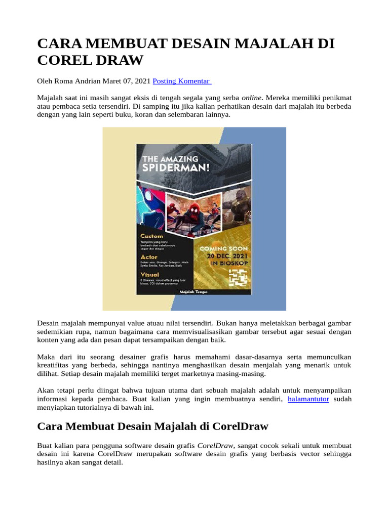 Cara Membuat Desain Majalah Di Corel Draw | PDF