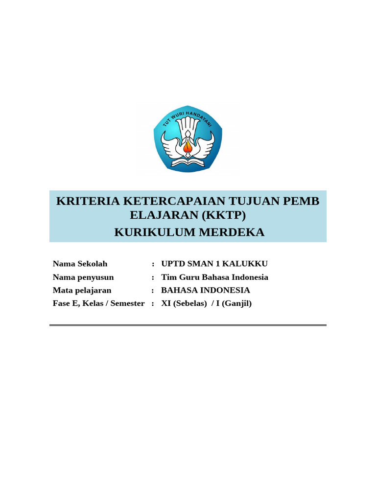 KKTP BINDO KELAS XI GANJIL 2 TP (Ok) | PDF