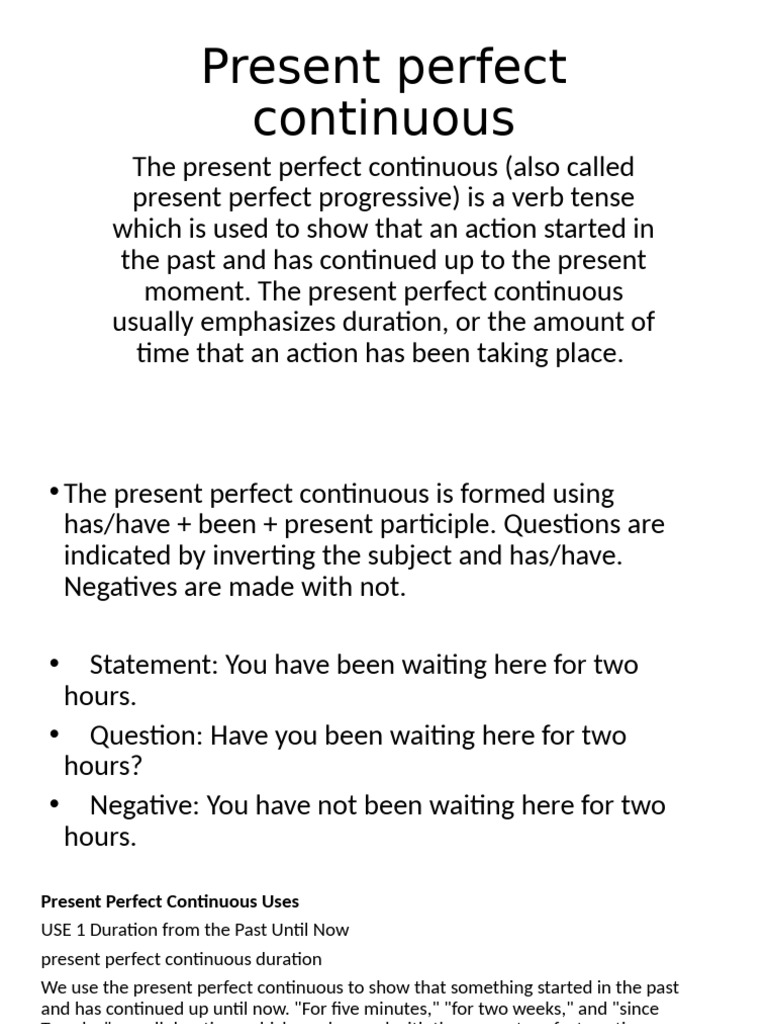 Present Perfect Continuous | PDF